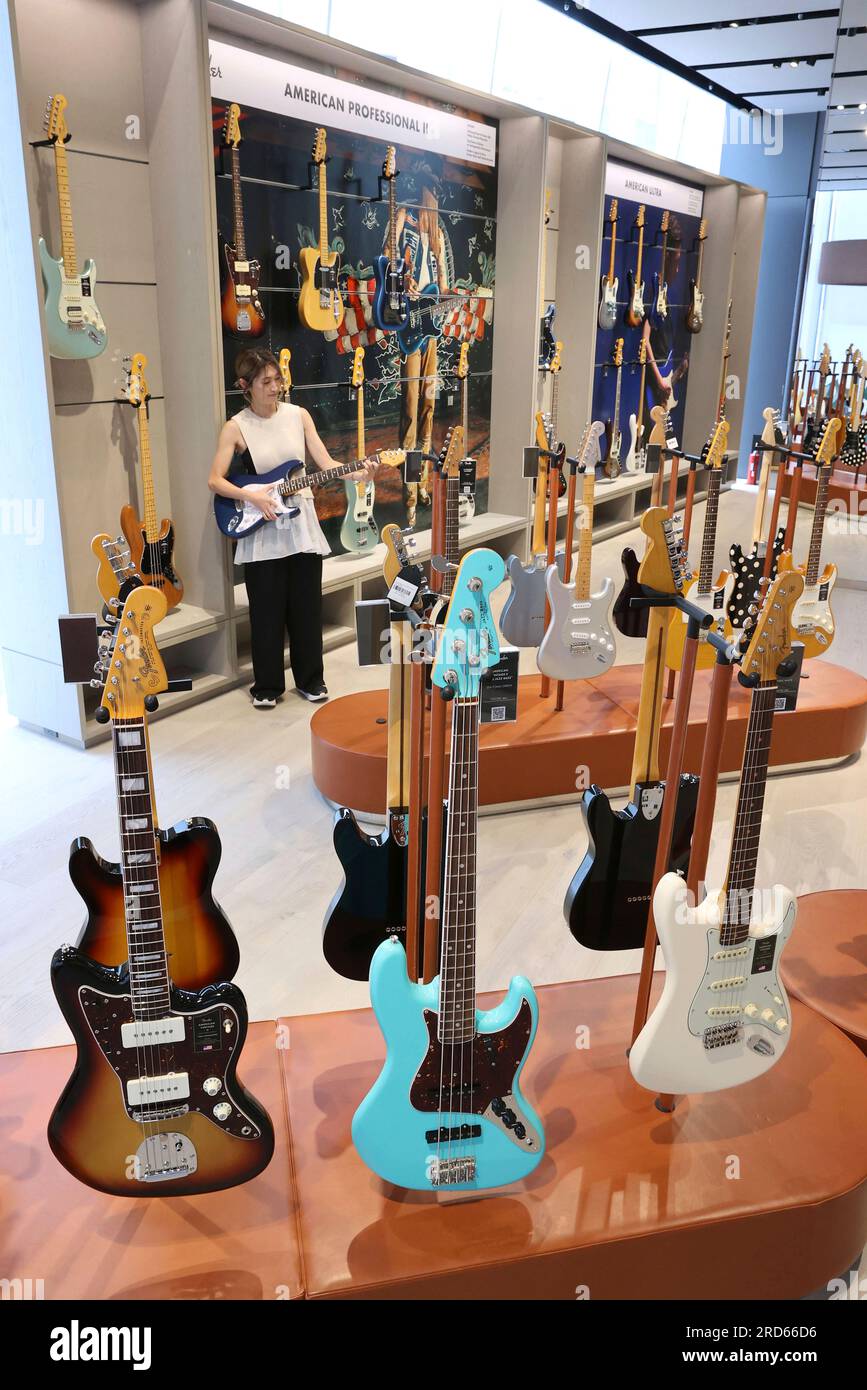 A photo shows FENDER FLAGSHIP TOKYO in Shibuya Ward, Tokyo on July 19 ...