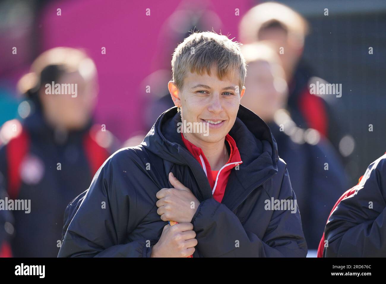 Quinn of Canada looks on during a training session ahead of the FIFA ...