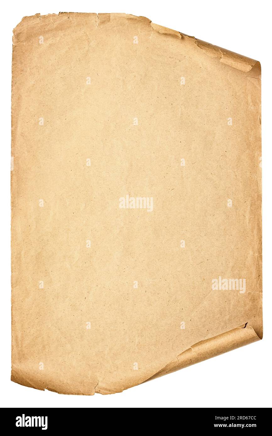 Ancient scroll isolated on white background. Texture of paper manuscript with shabby edges Stock ...