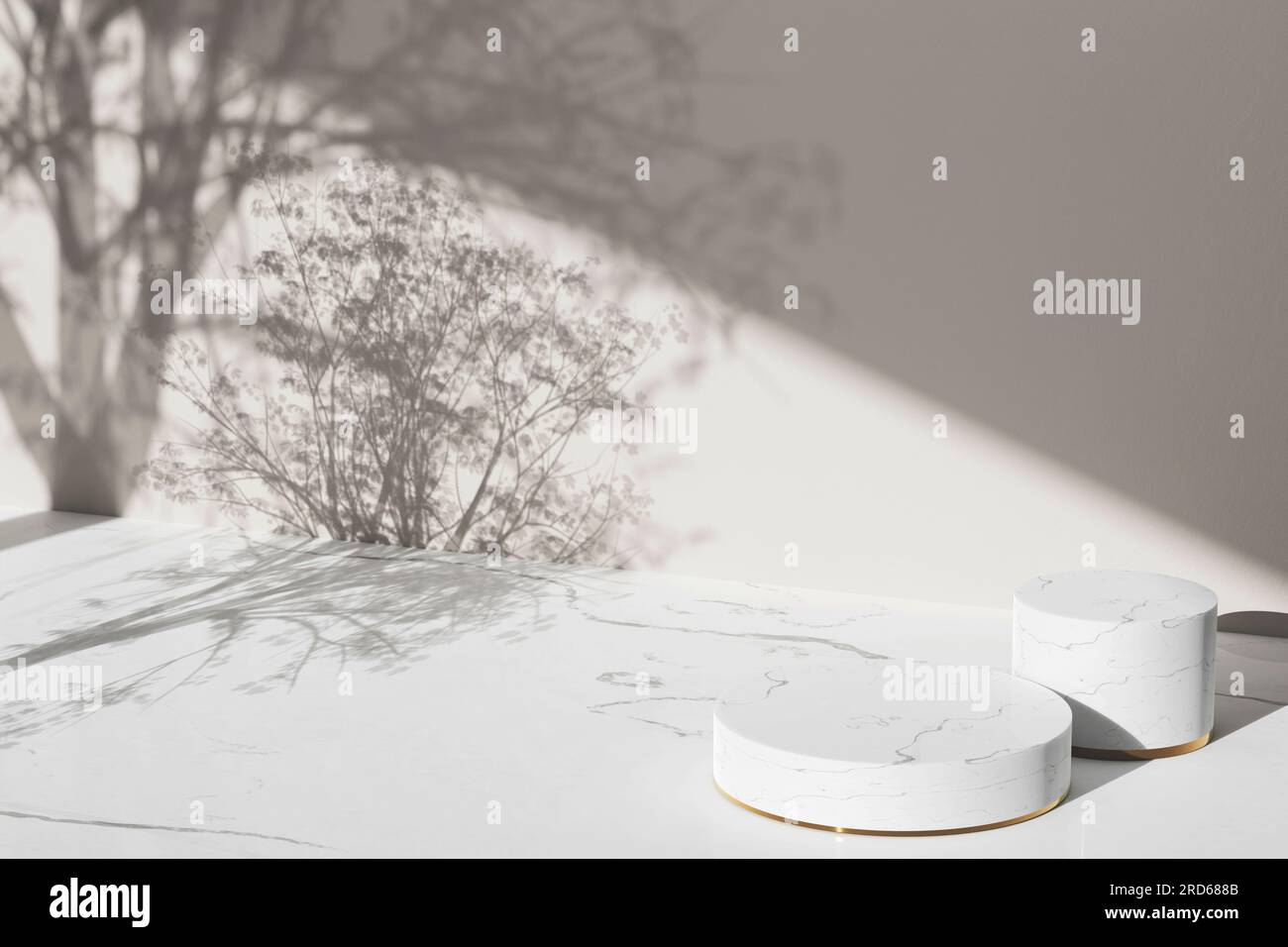 Simple monotone background with vases, tree shadows and natural light ...