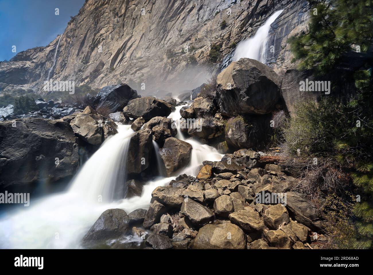 Landscape of the Wapama Waterfall in Yosemite National Park in spring ...