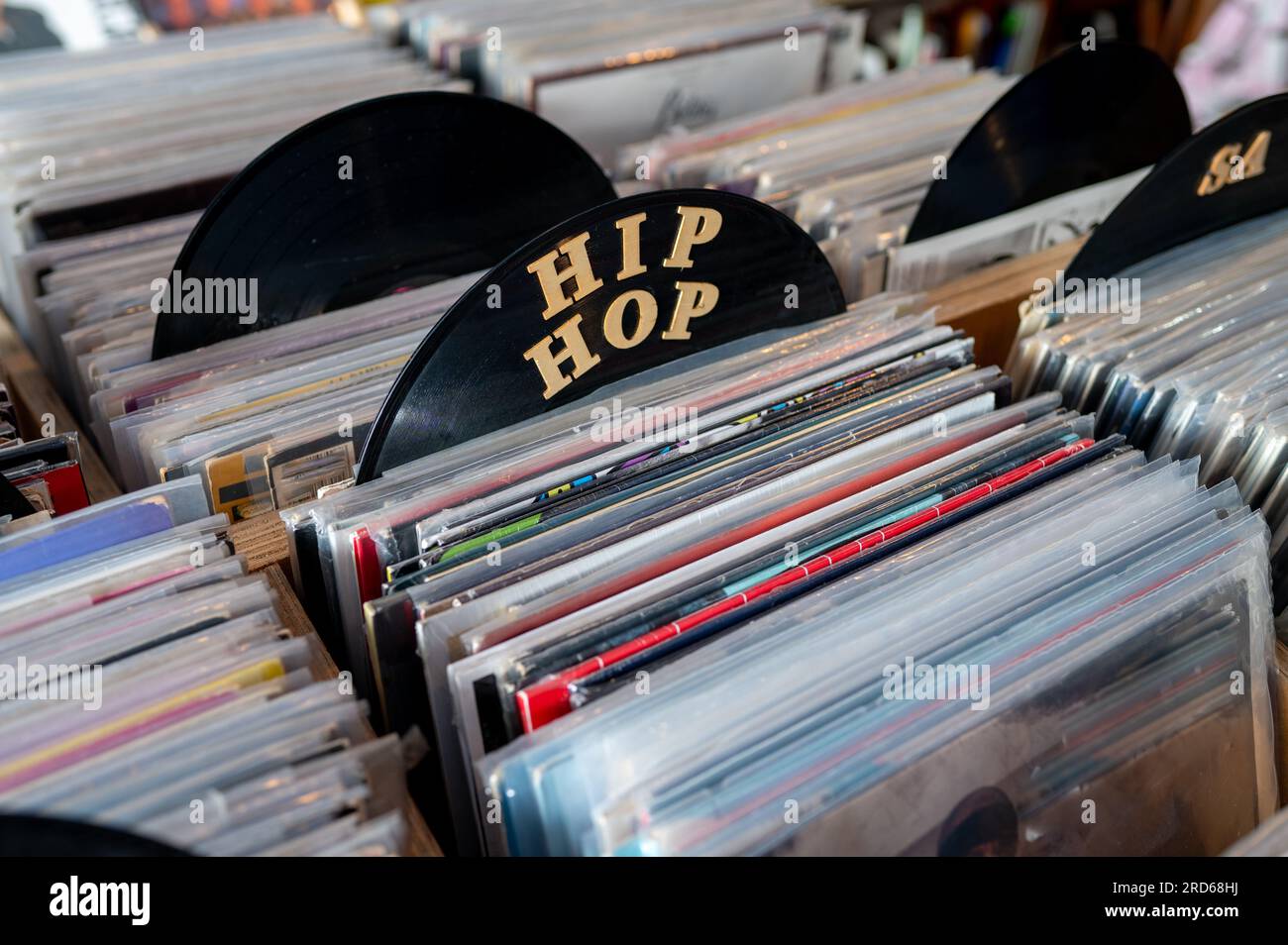 Music selection seen inside music store Stock Photo - Alamy