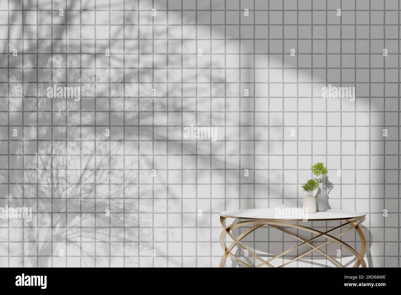 Simple monotone background with vases, tree shadows and natural light ...