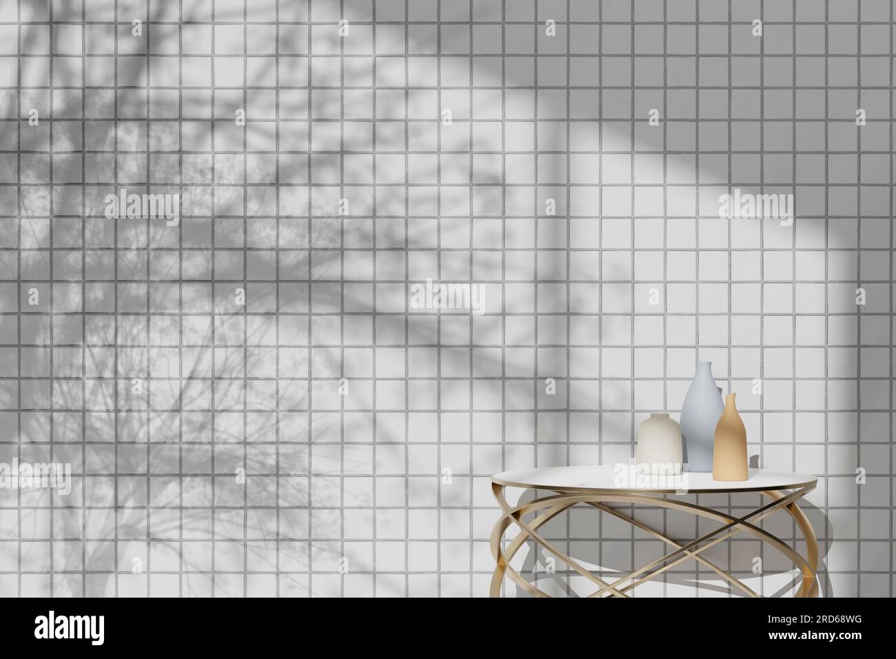 Simple monotone background with vases, tree shadows and natural light ...
