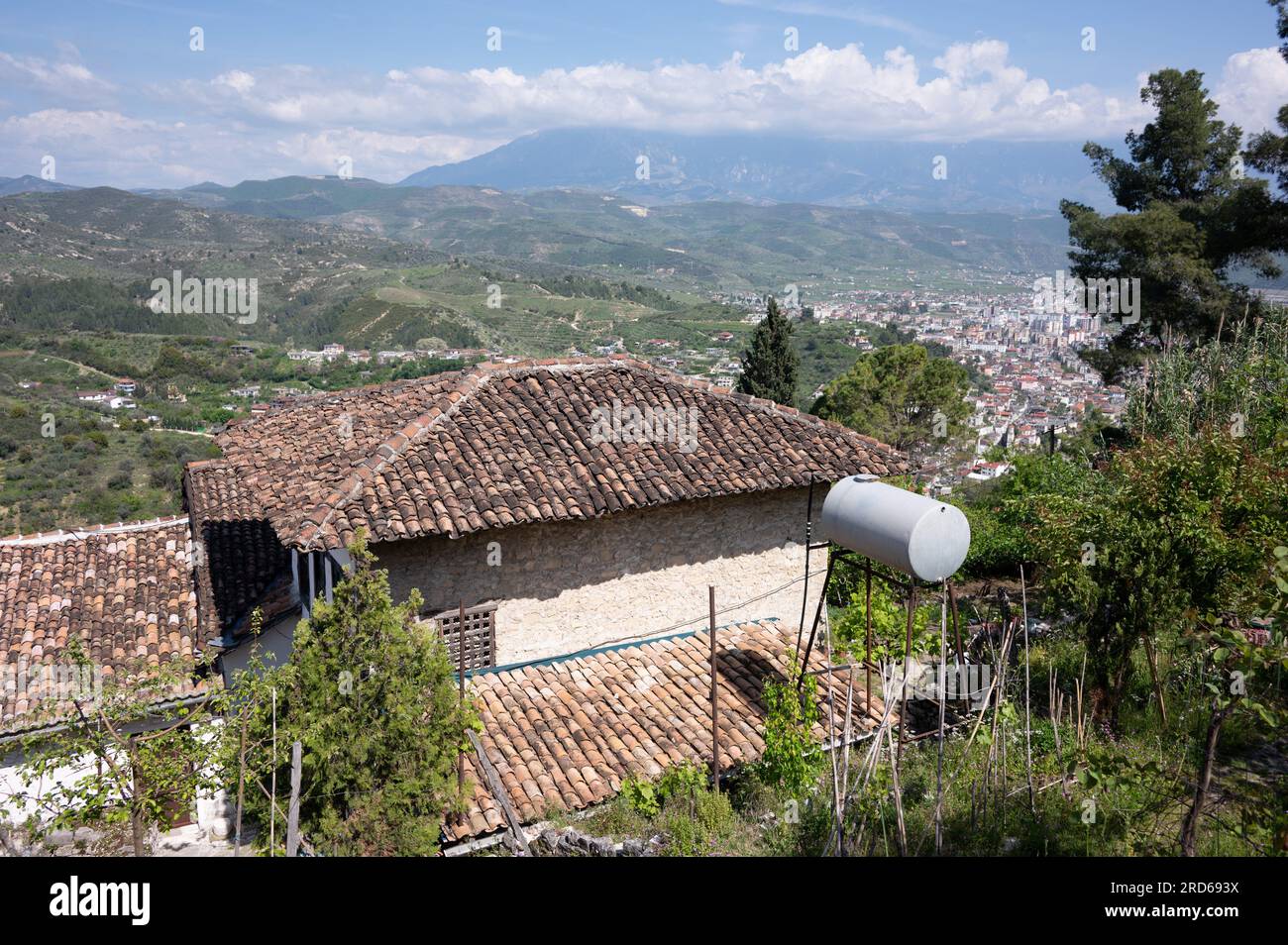 Berat, Albania. 30th Apr, 2023. View from Kalaja castle fortress to ...