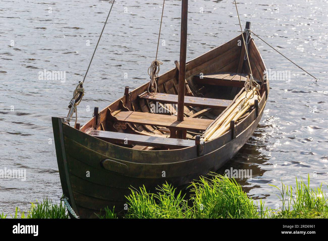 Medieval sail boat at Vanajavesi lake in Hämeenlinna Finland Stock ...
