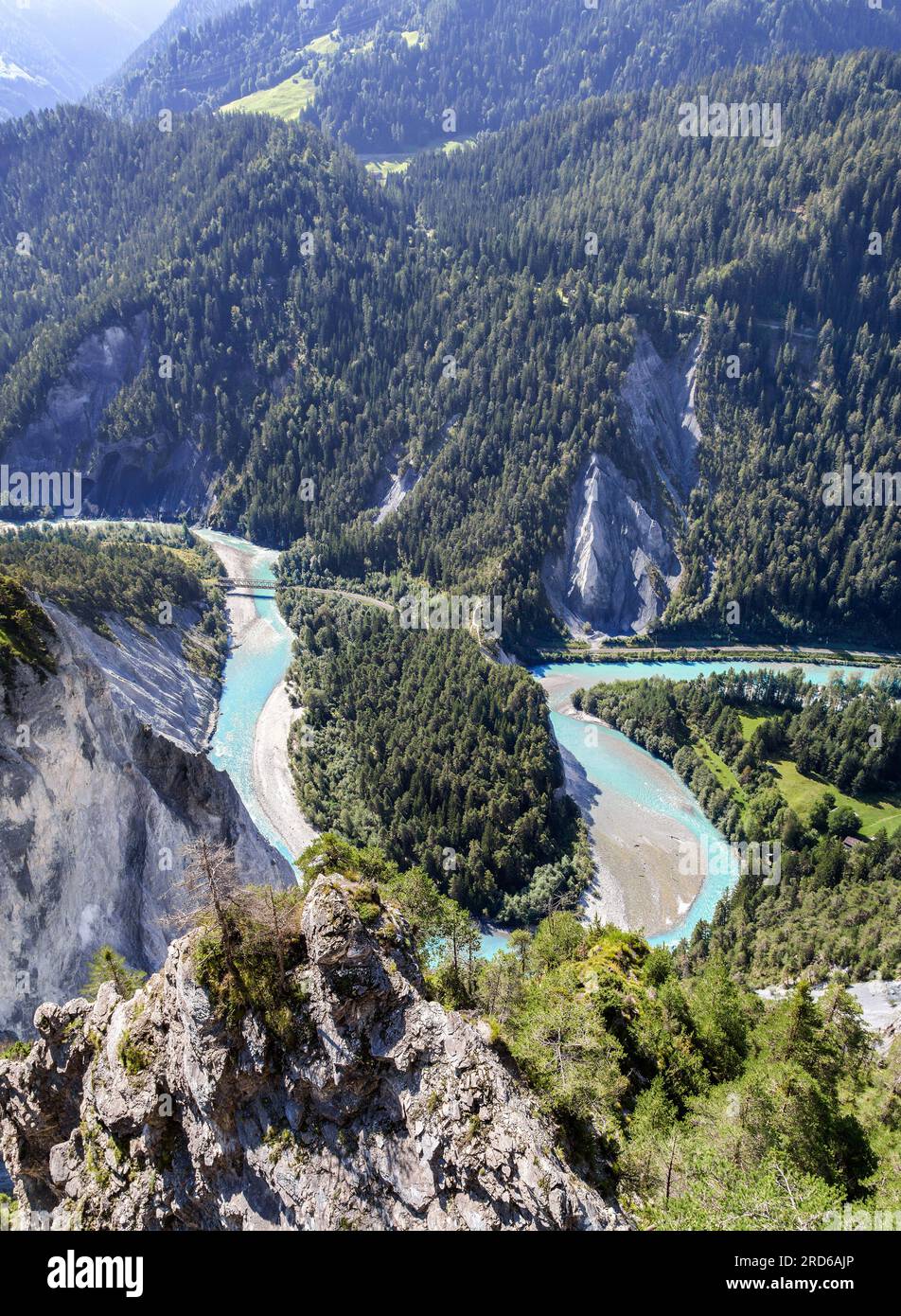 Panorama of Rhine Canyon in the Valley of Trin from the viewpoint Il ...