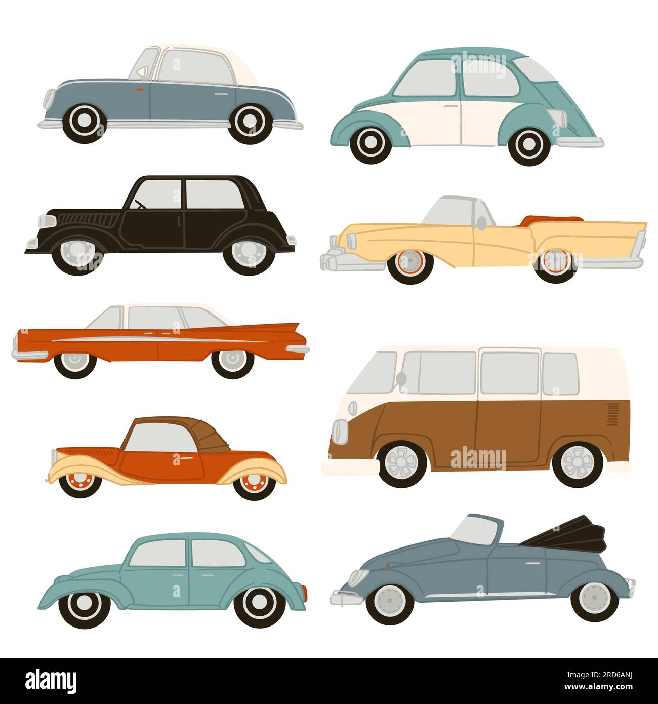 Retro and modern cars, automobile vehicles vector Stock Vector Image ...
