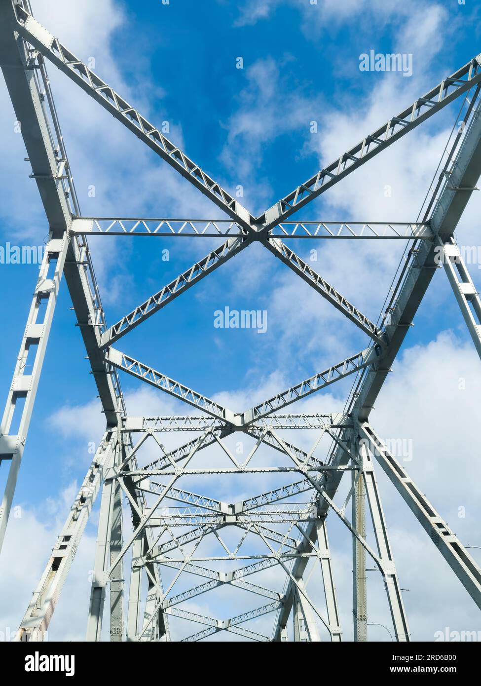 Close up detail image looking up at a steel bridge structure Stock ...