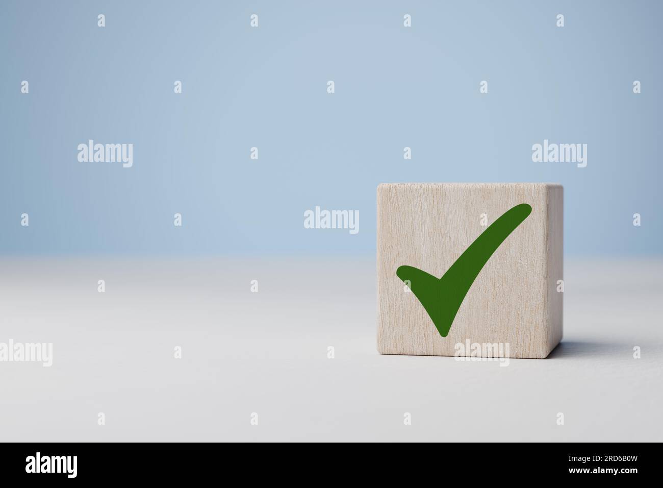 Wooden cube with green checkmark icon. Check mark, Check Mark Sign ...
