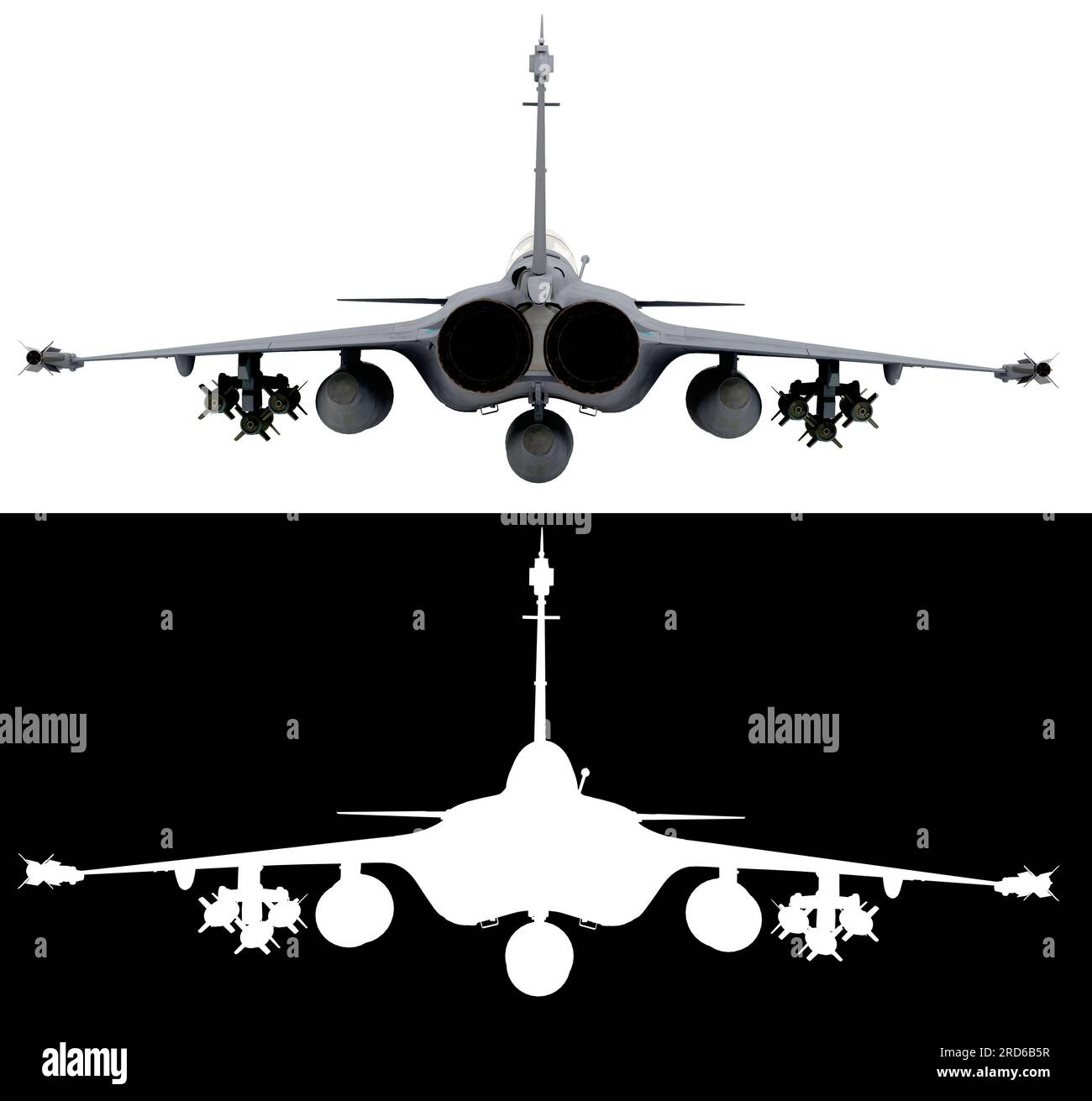attack fighter back view 3d render on white with alpha Stock Photo - Alamy