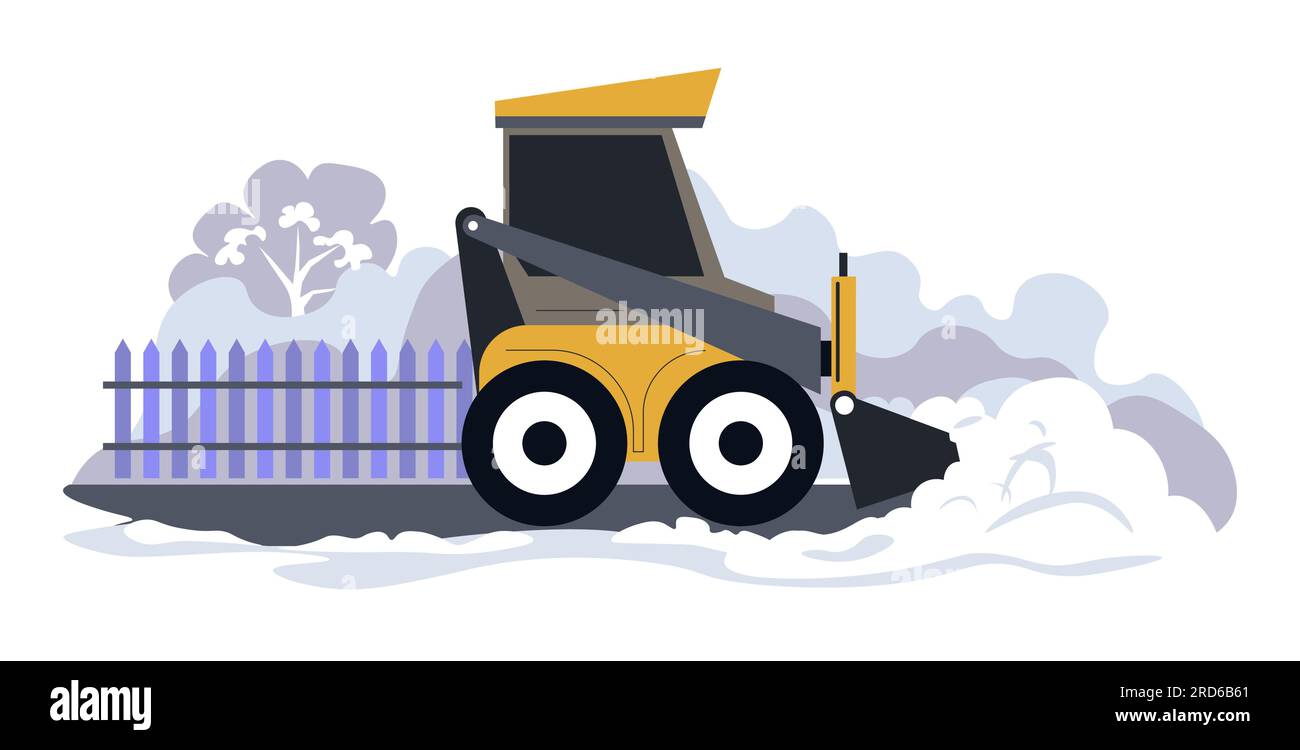 Tractor removing snow, cleaning machine vector Stock Vector Image & Art ...