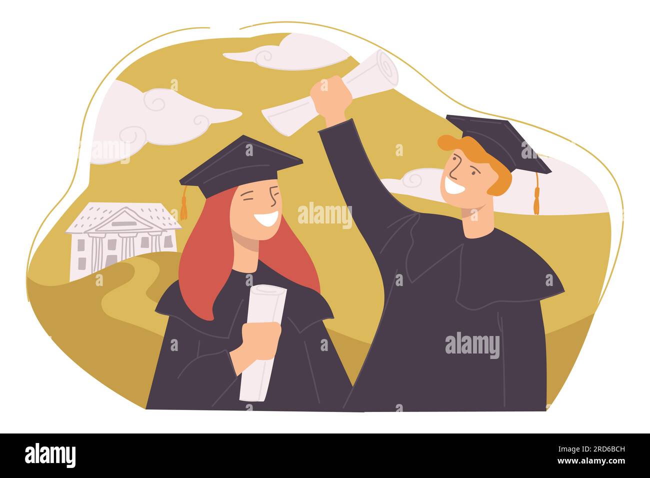 University students celebrating graduation in uni Stock Vector Image ...