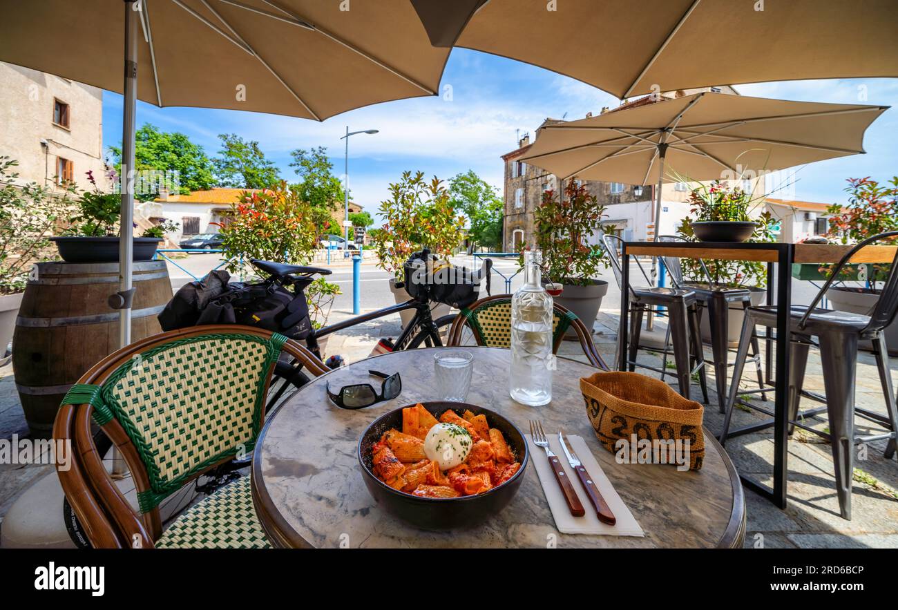 Having lunch at Aléria, Corsica island, France Stock Photo - Alamy