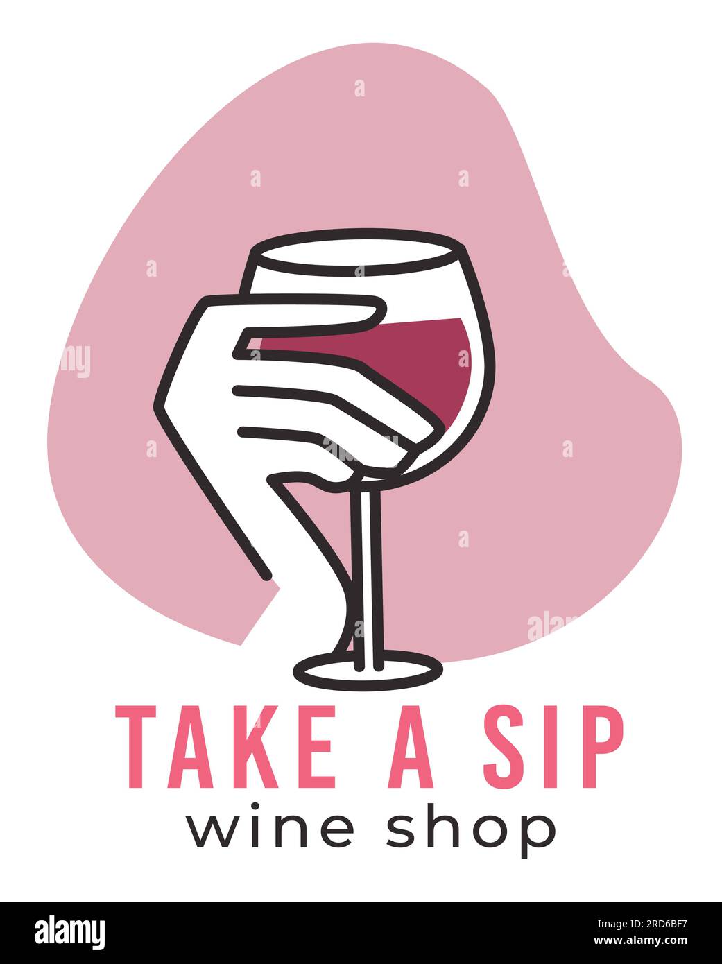 Take a sip wine shop, emblem with glass in hand Stock Vector Image ...