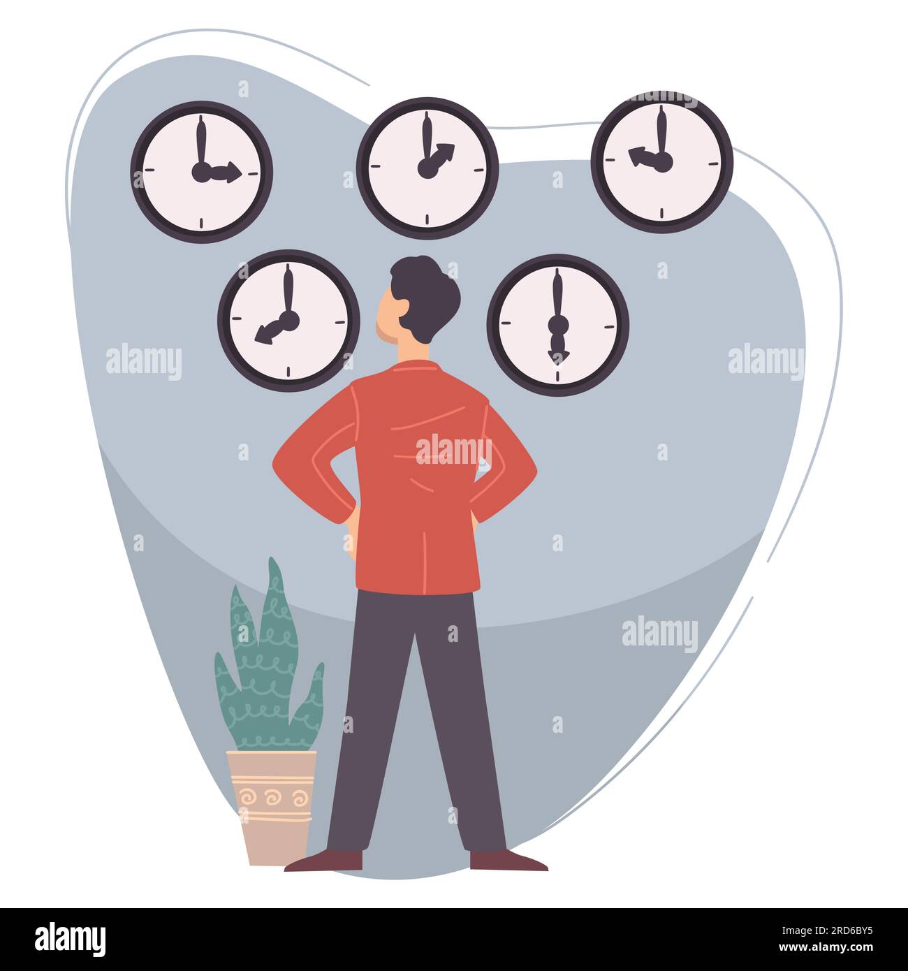 Man looking alarm clock Stock Vector Images - Alamy