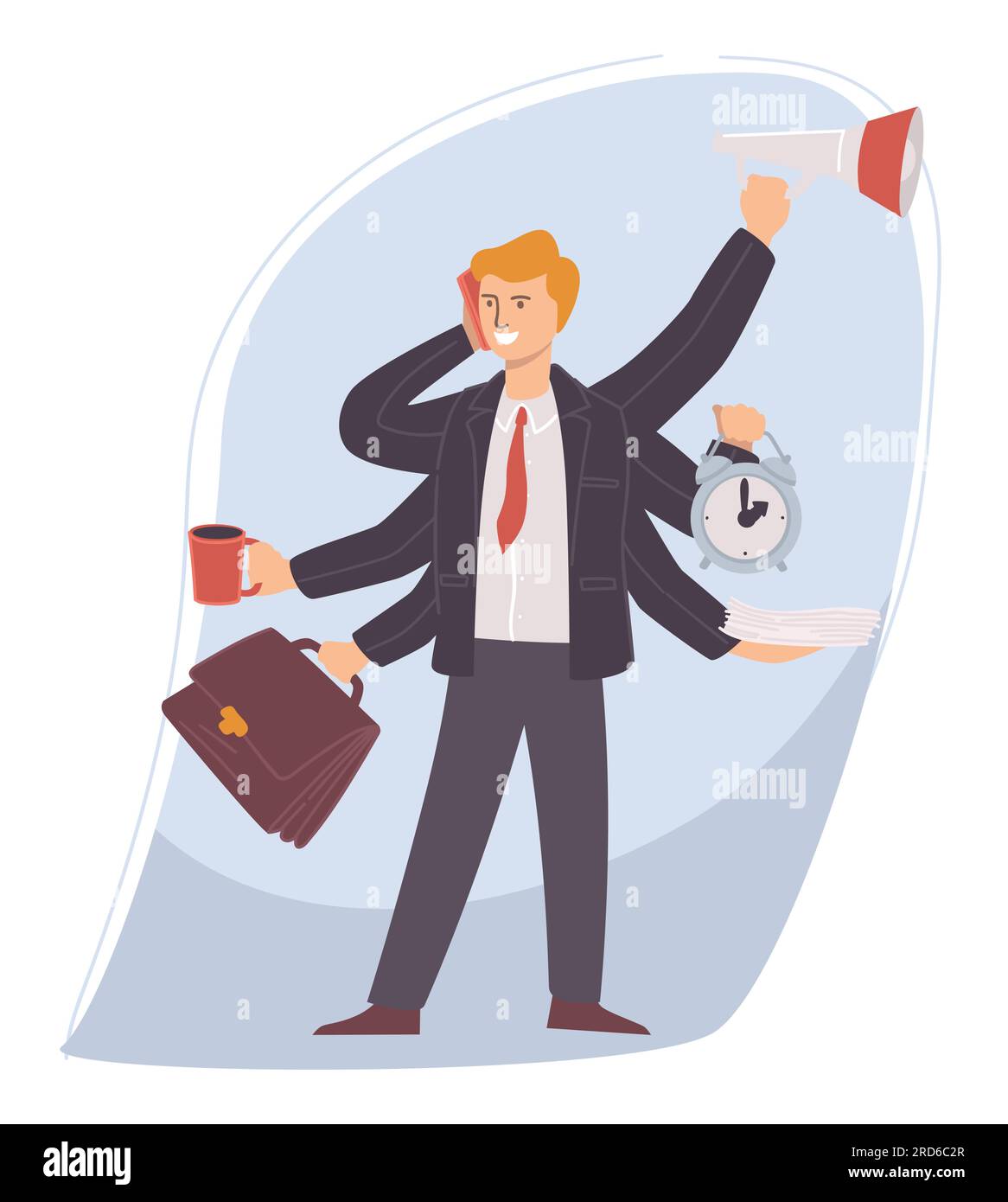 Multitasking and time management of businessman Stock Vector Image ...
