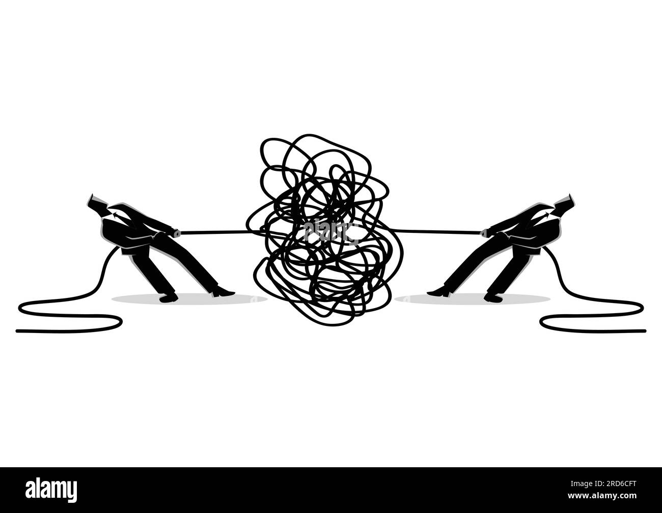 Business concept vector illustration of businessmen trying to unravel ...