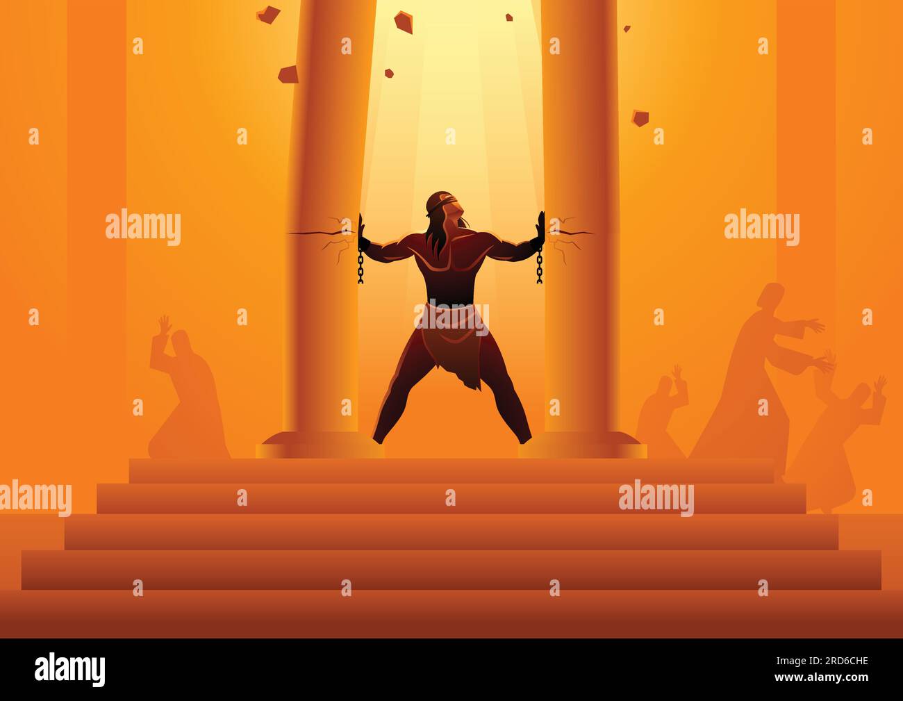 Biblical vector illustration series, Samson held the pillars of the ...