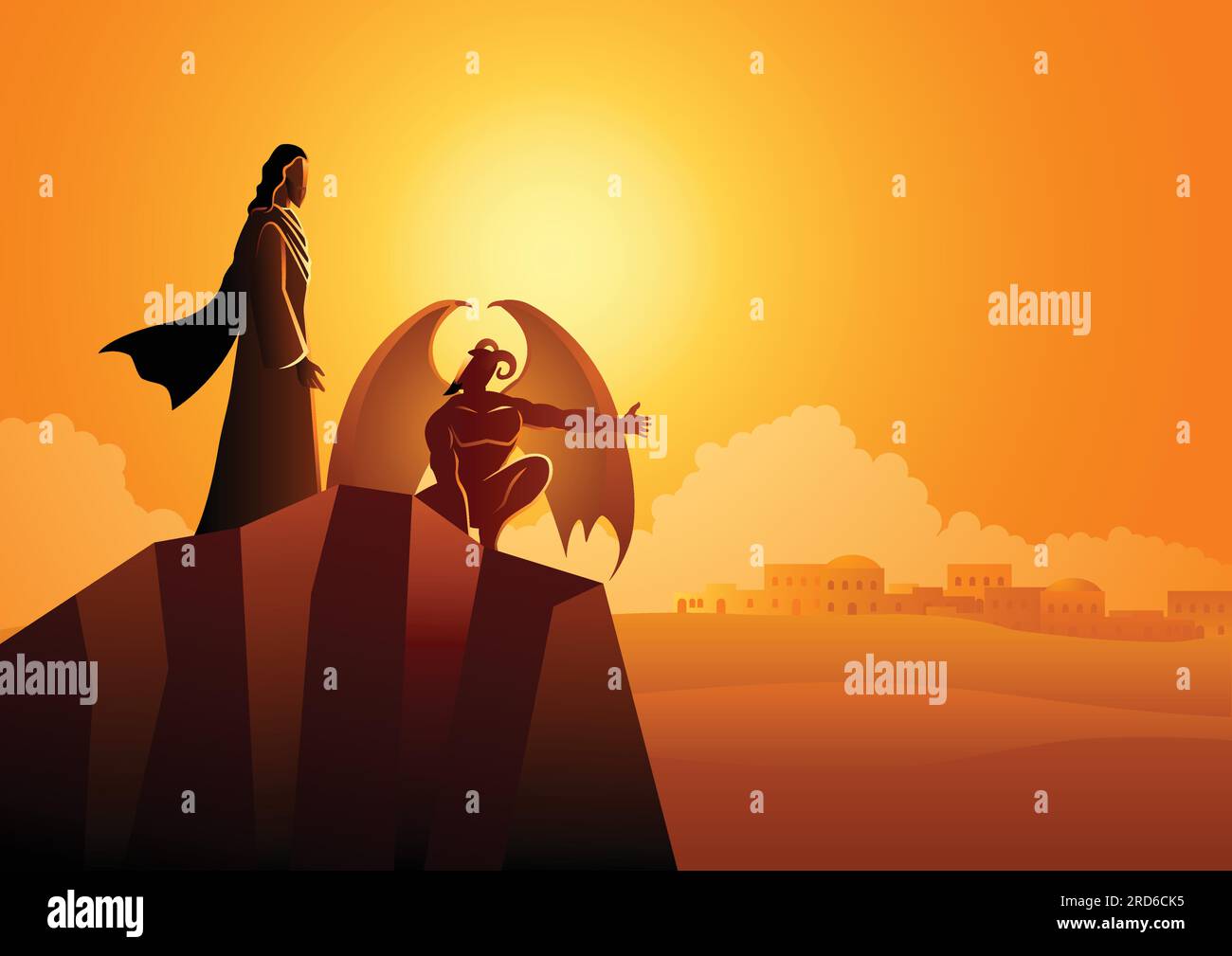Biblical vector illustration series, the temptation of Jesus Christ ...
