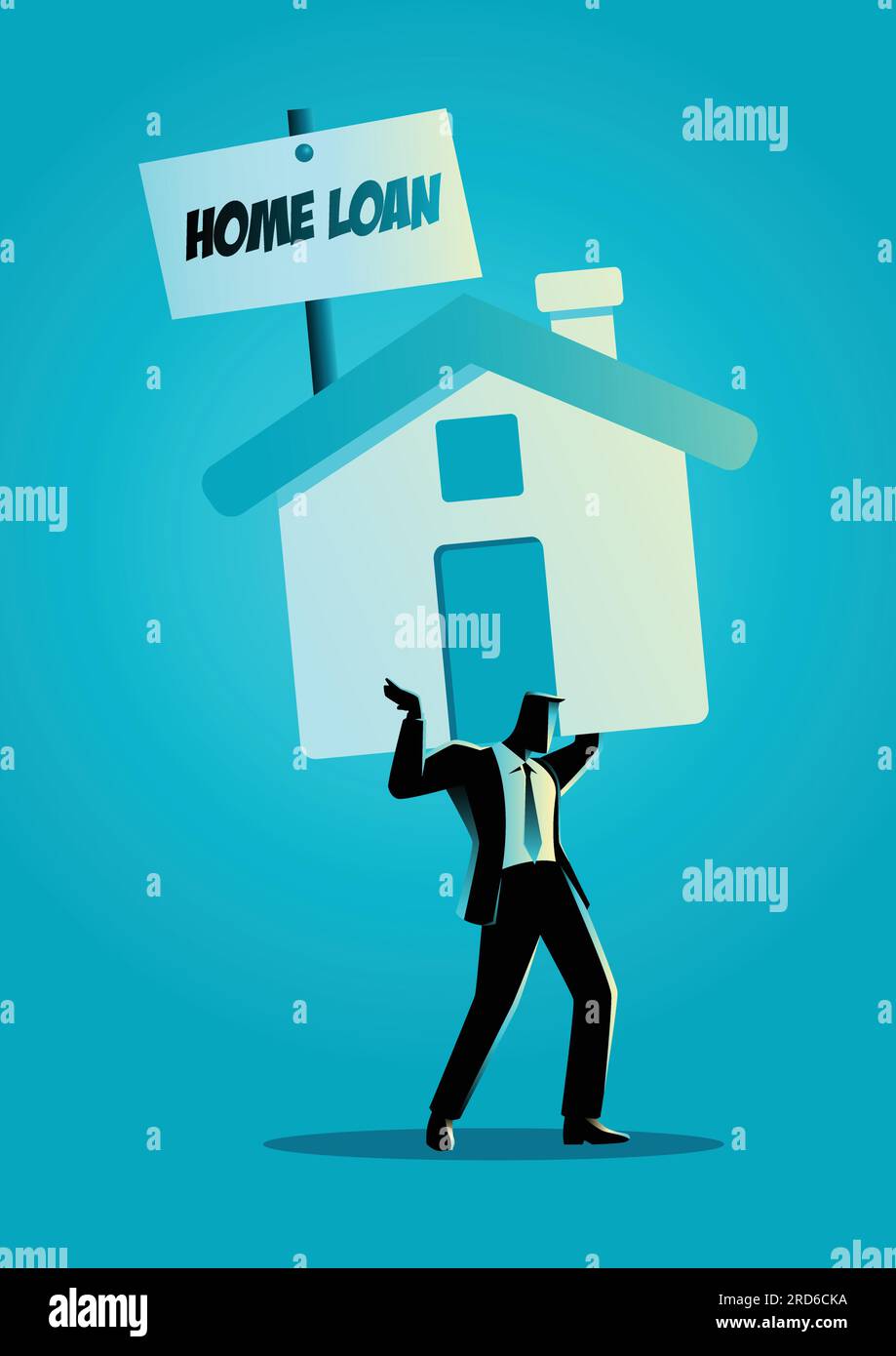 Business concept vector illustration of businessman carrying burden of ...