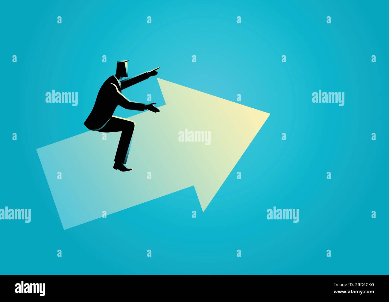 Business concept vector illustration of a businessman riding an arrow ...