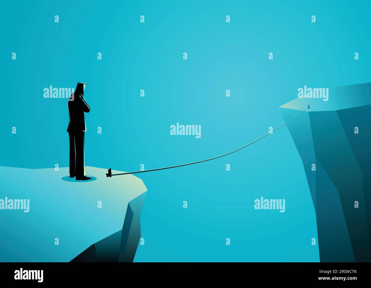 Business concept vector illustration of a businessman standing on the ...