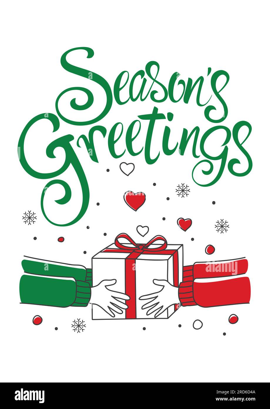 Text of Season's Greetings with decorative lineart for Christmas theme ...