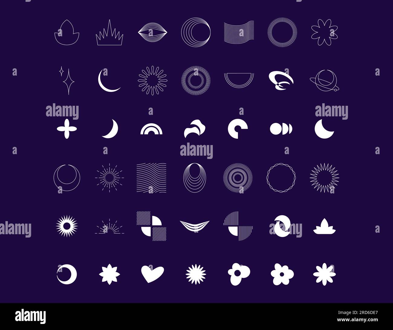 Minimalistic aesthetic elements. Y2k line art design Stock Vector Image ...