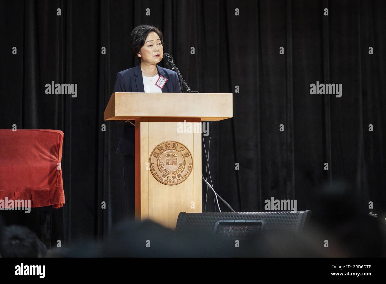 Hong Kong, China. 19th July, 2023. Choi Yuk-lin speaks to the students ...