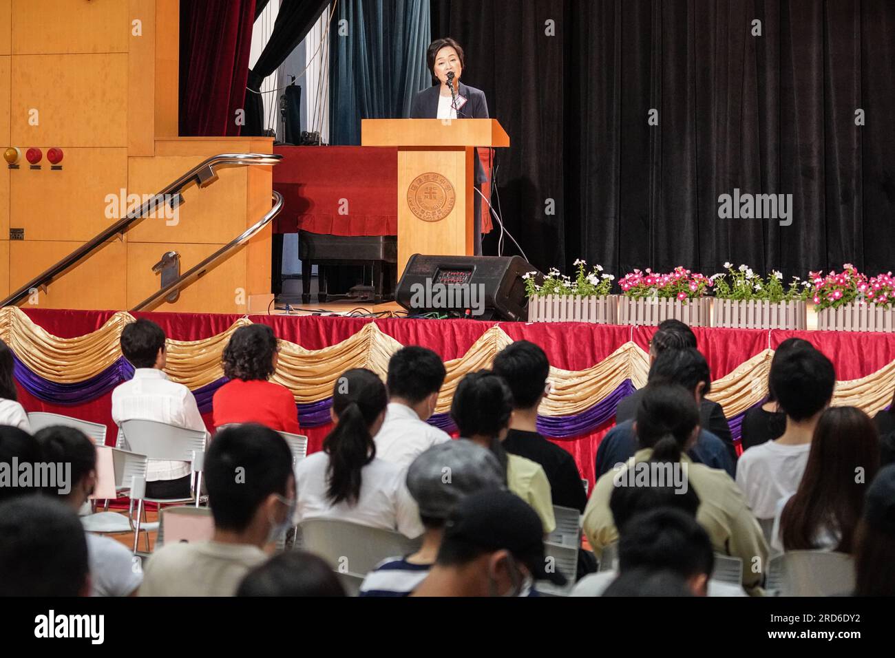 Hong Kong, China. 19th July, 2023. Choi Yuk-lin speaks to the students ...
