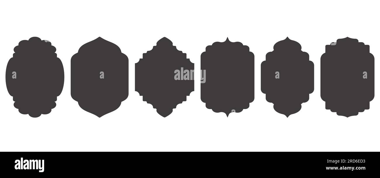 Ramadan frame shape. Islamic window and door icons set. Arabic oriental ...