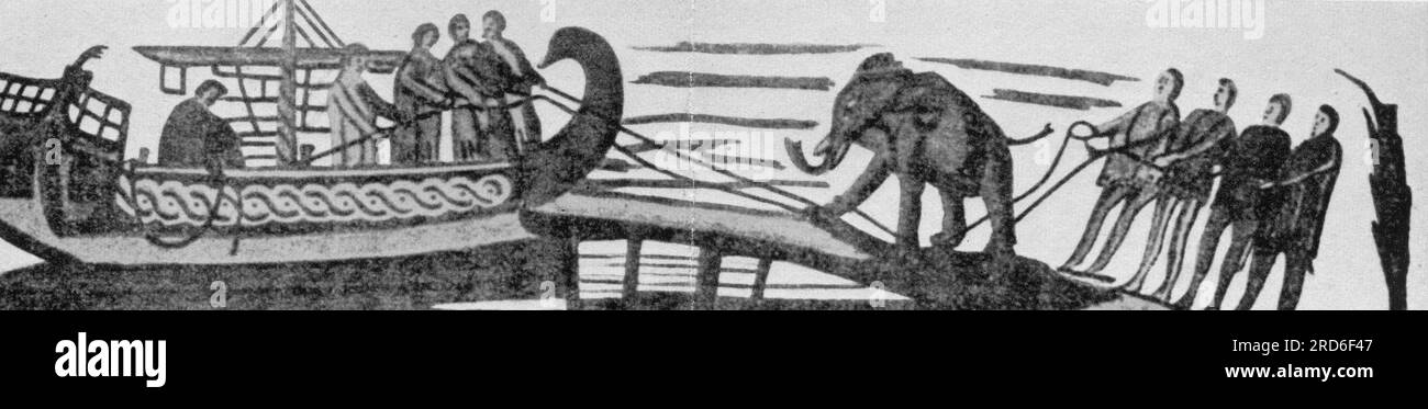 ancient world, Roman Empire, transport of elephant with ship, adapted ...