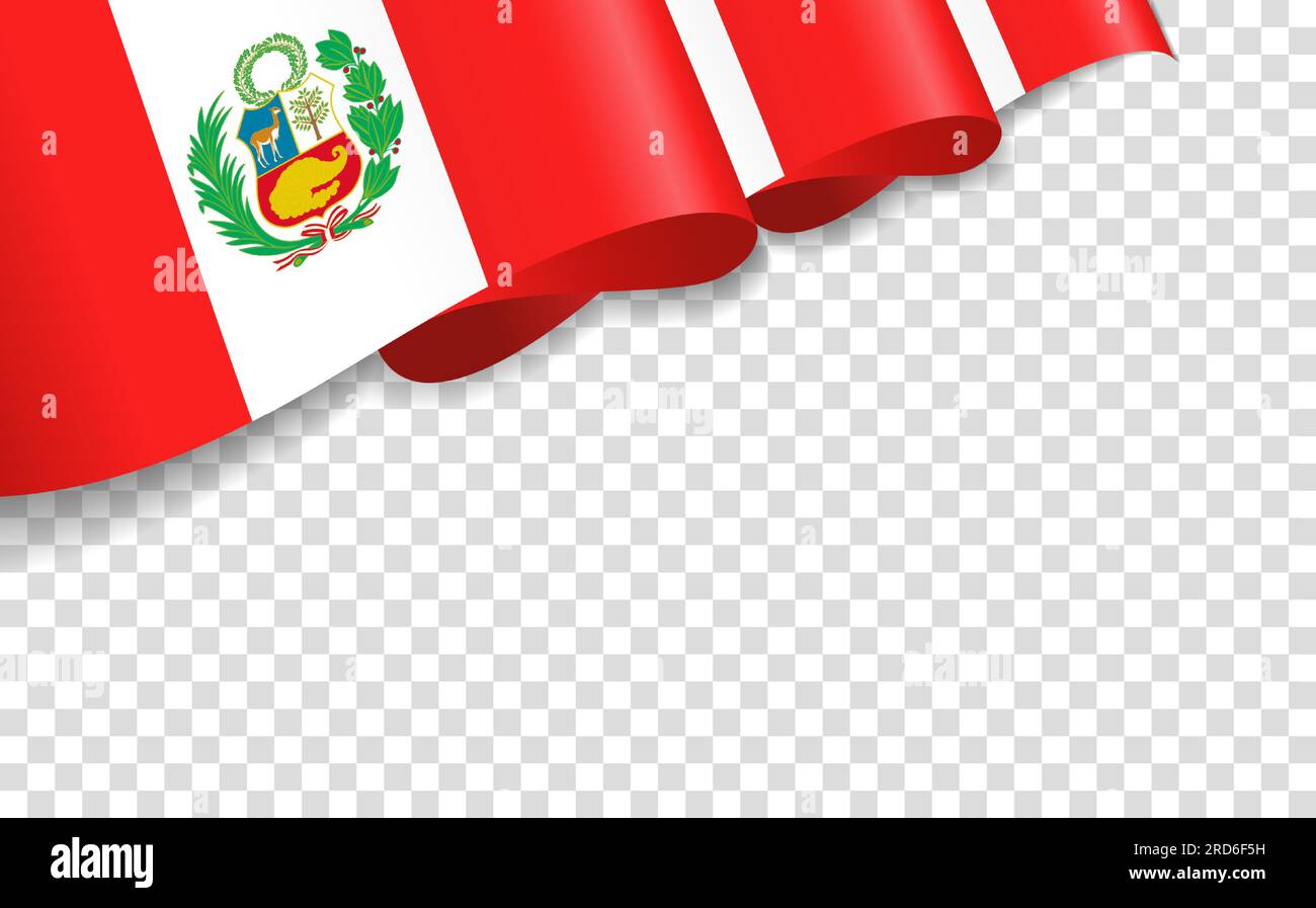 Wave 3d flag of Peru isolated on transparent background. Patriotic national Peruvian flag ...