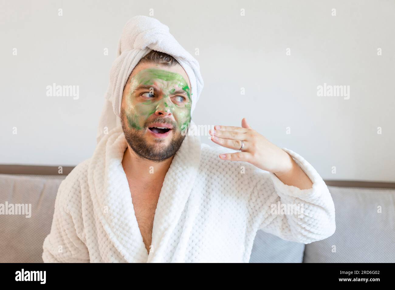 Surprised guy spends hours treating and caring for his skin, applies ...