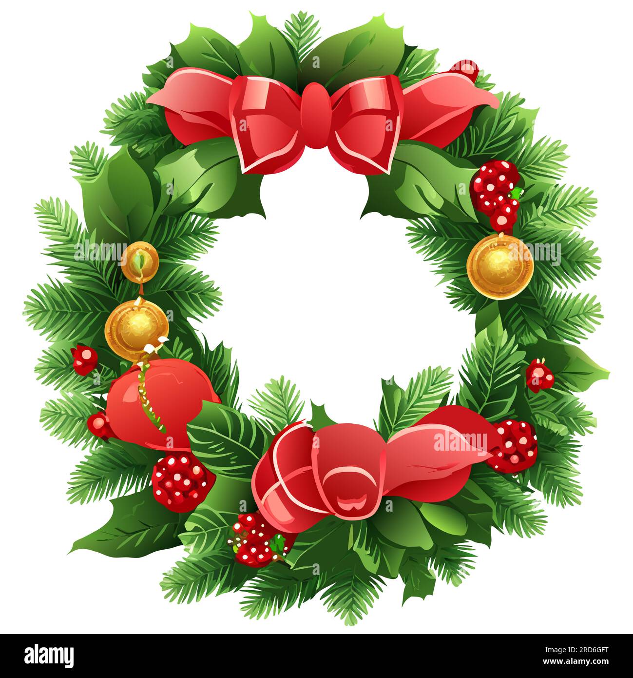 Christmas wreath clipart on white background Perfect for card ... Christmas wreath clipart on white background Perfect for card ...