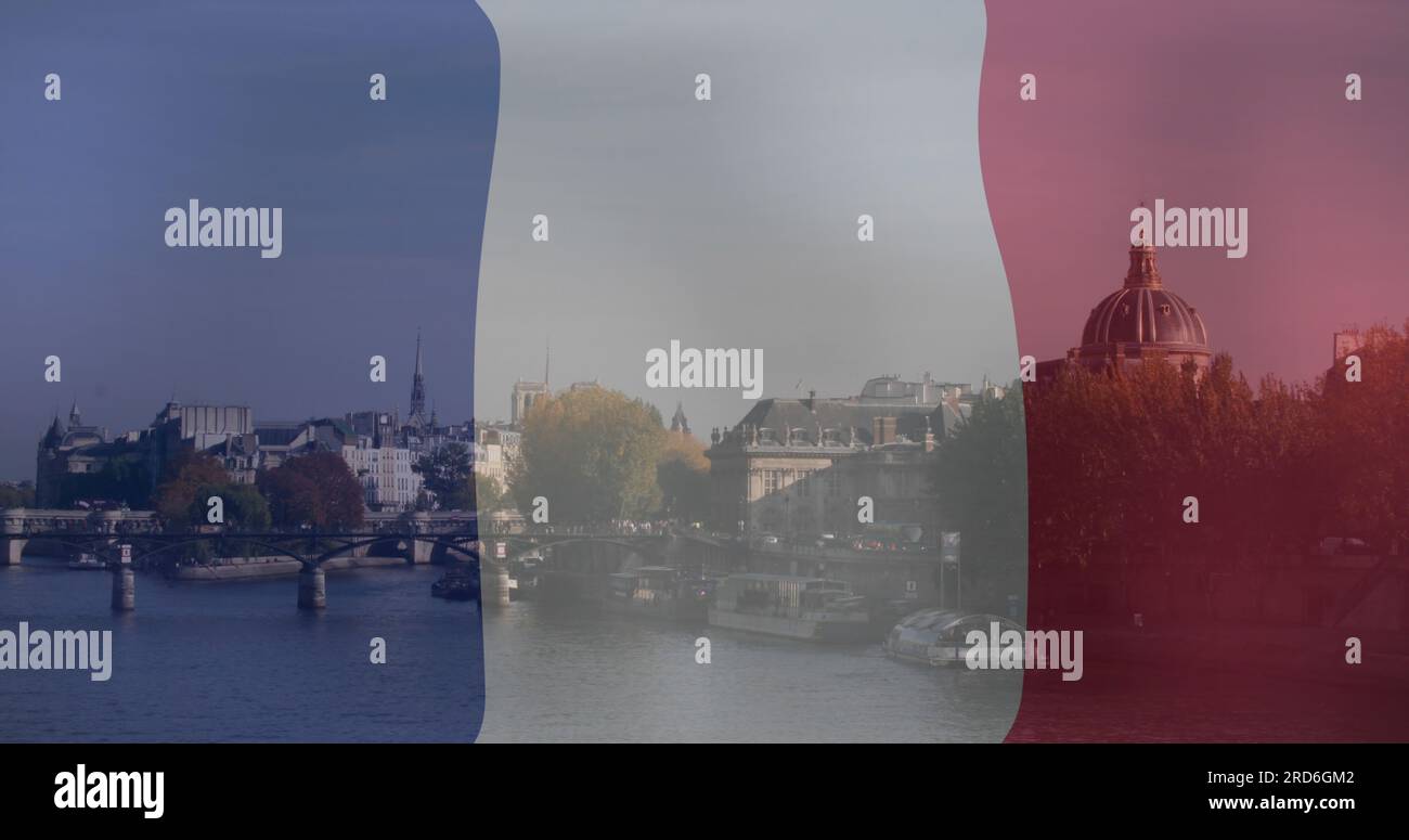 Image of flag of france over cityscape Stock Photo - Alamy