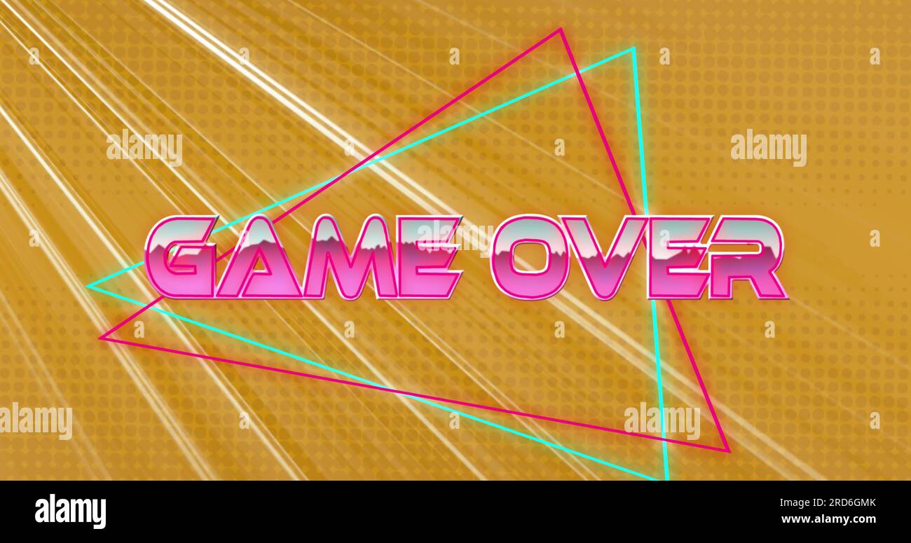 Composite of game over text over neon lines Stock Photo - Alamy
