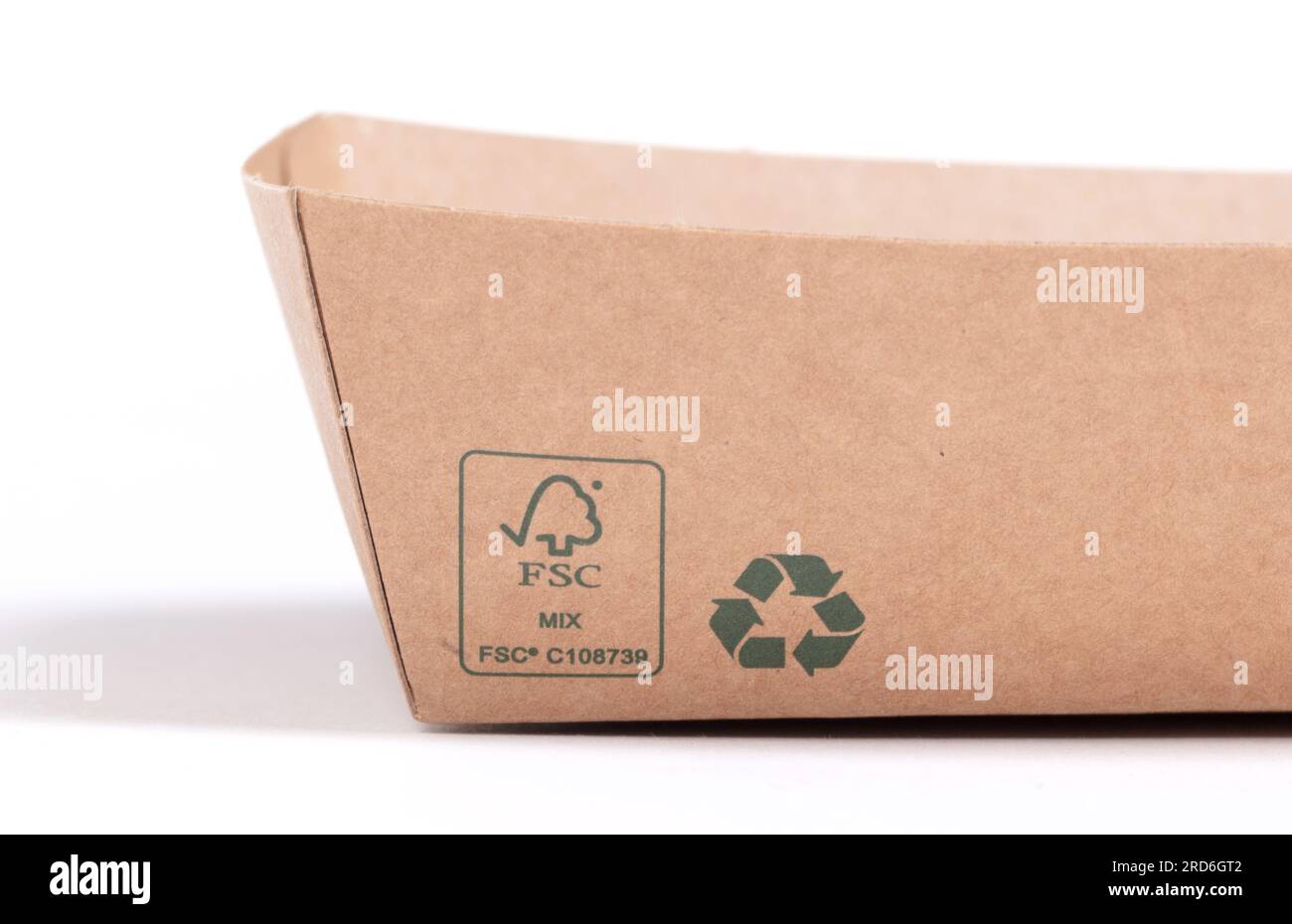 Recycled paper trays for snacks, isolated on a white background Stock ...