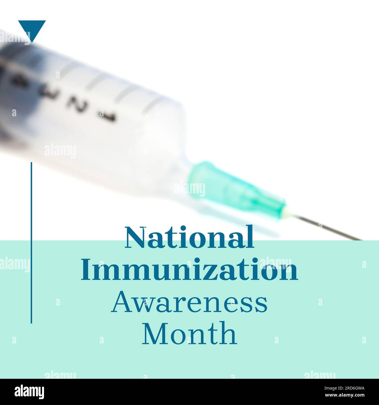 National immunization awareness month text over syringe on white ...