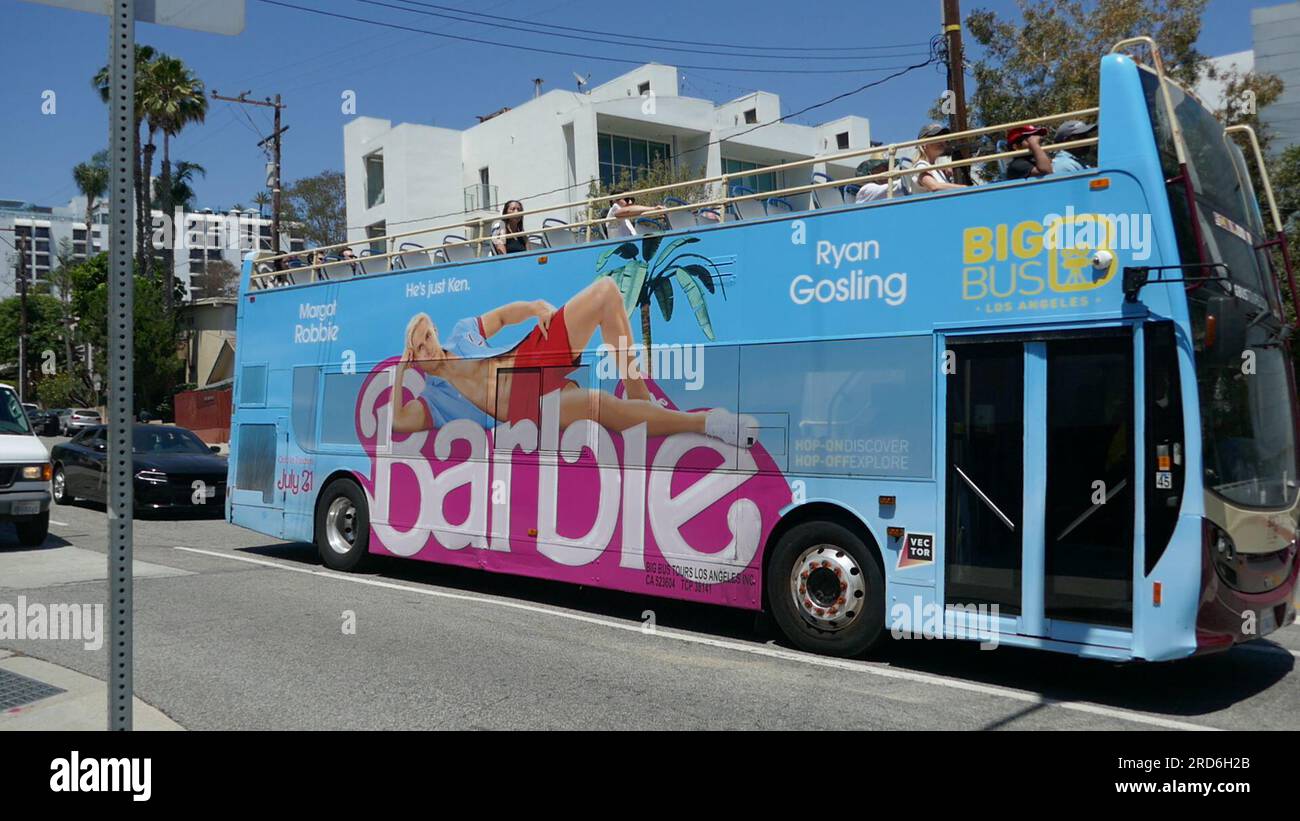 Los Angeles, California, USA 18th July 2023 Barbie Ryan Gosling Ken Bus ...