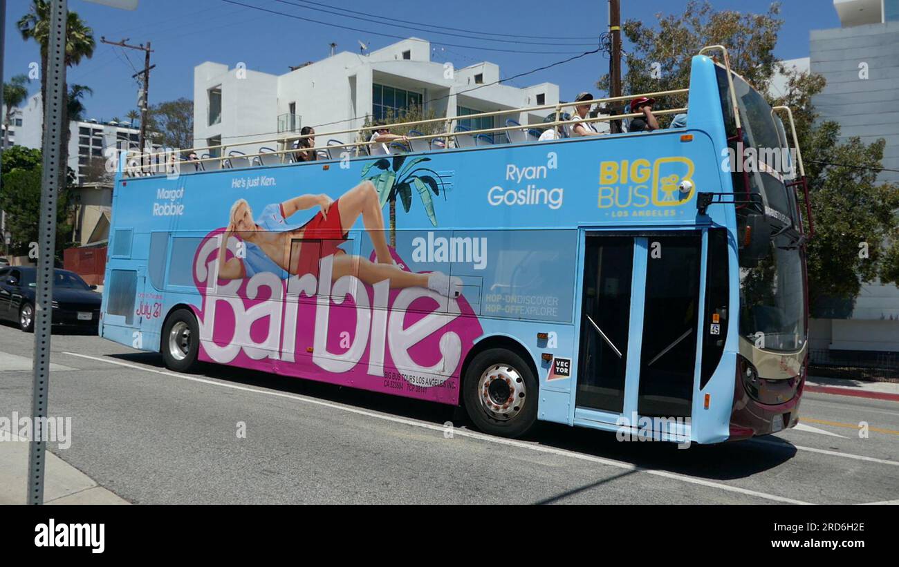 Los Angeles, California, USA 18th July 2023 Barbie Ryan Gosling Ken Bus ...