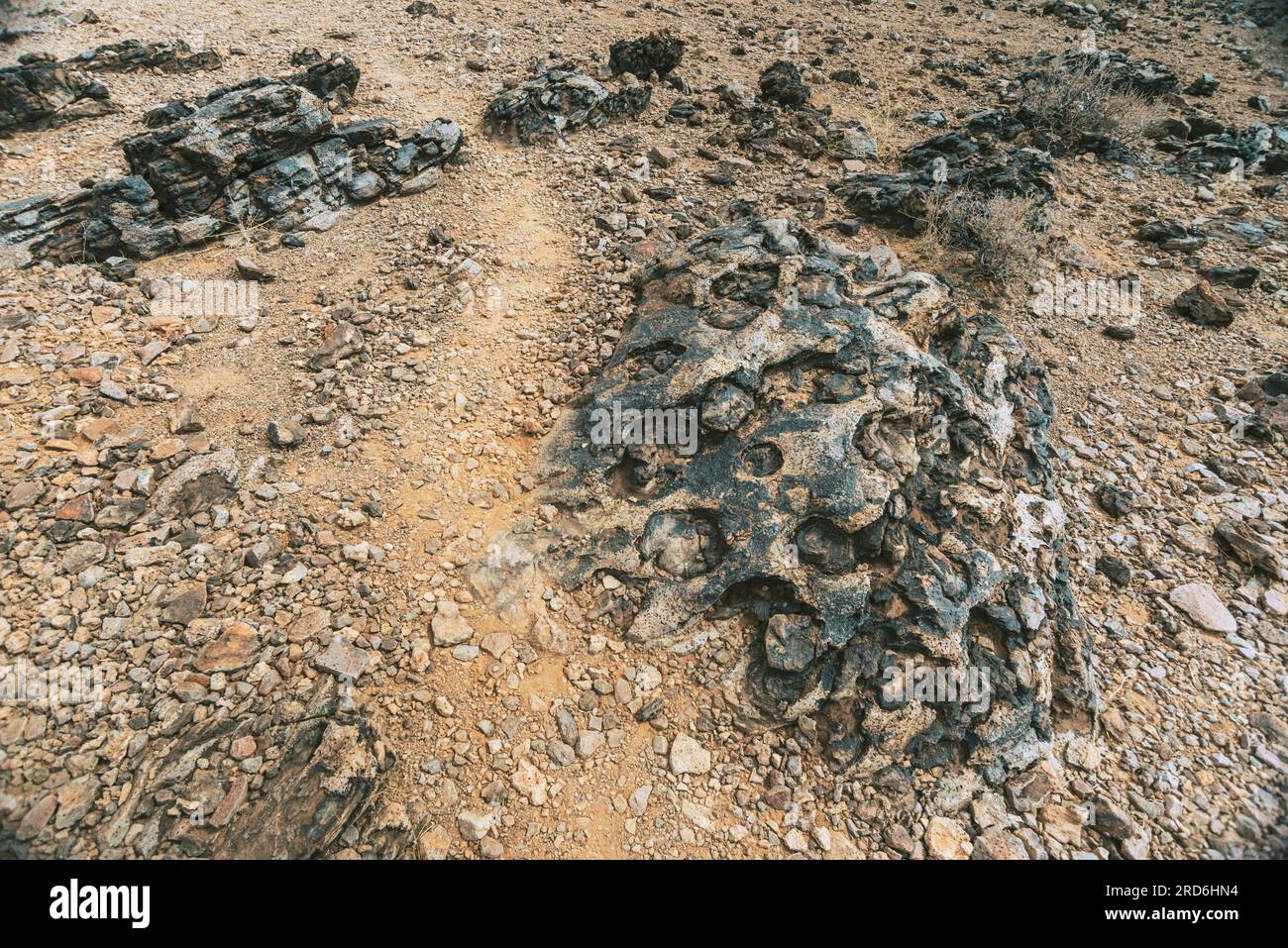 volcanic ground path in desert of Namibia Stock Photo - Alamy