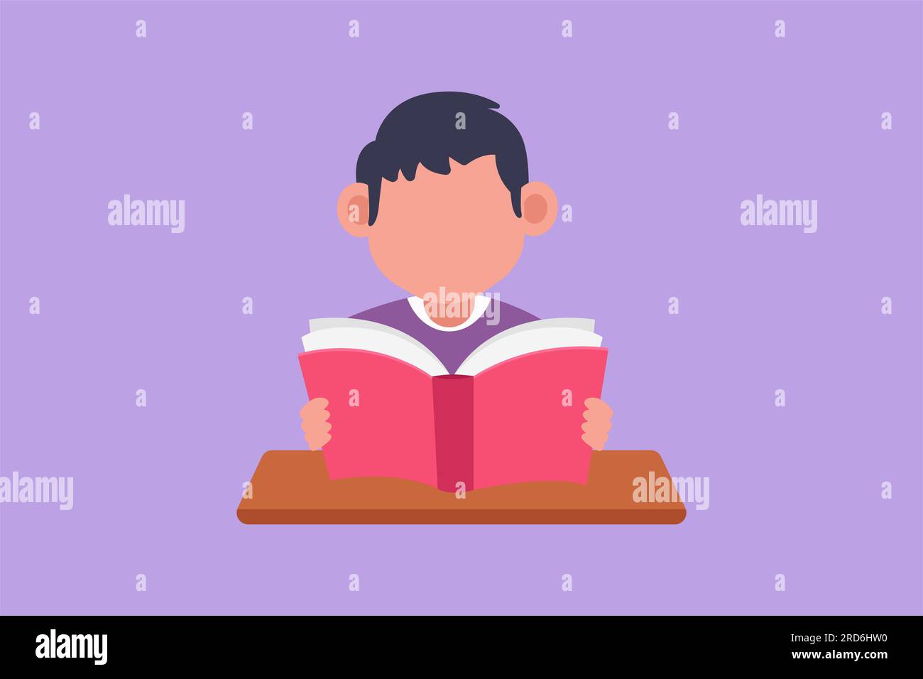 Character flat drawing of little baby boy is reading book at learning ...