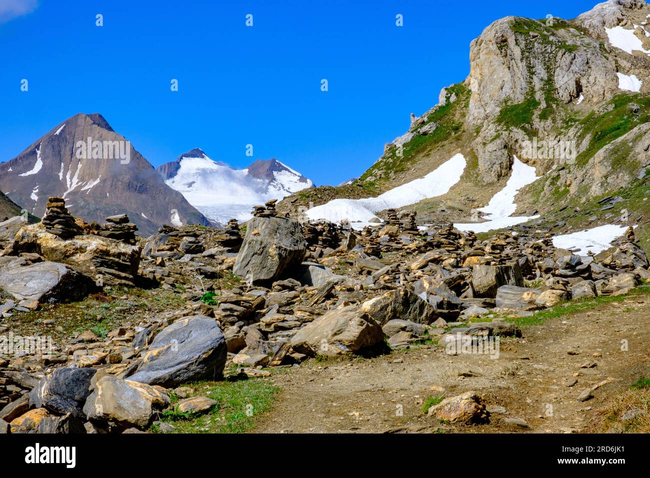 Mt Blinnenhorn, Corno Cieco, and Griesgletscher glacier, Lepontine Alps ...