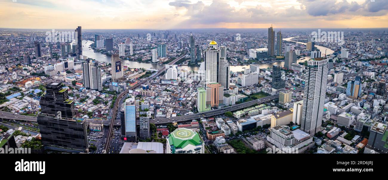 Aerial View Of Sathorn And Saphan Taksin Districts In Bangkok Thailand