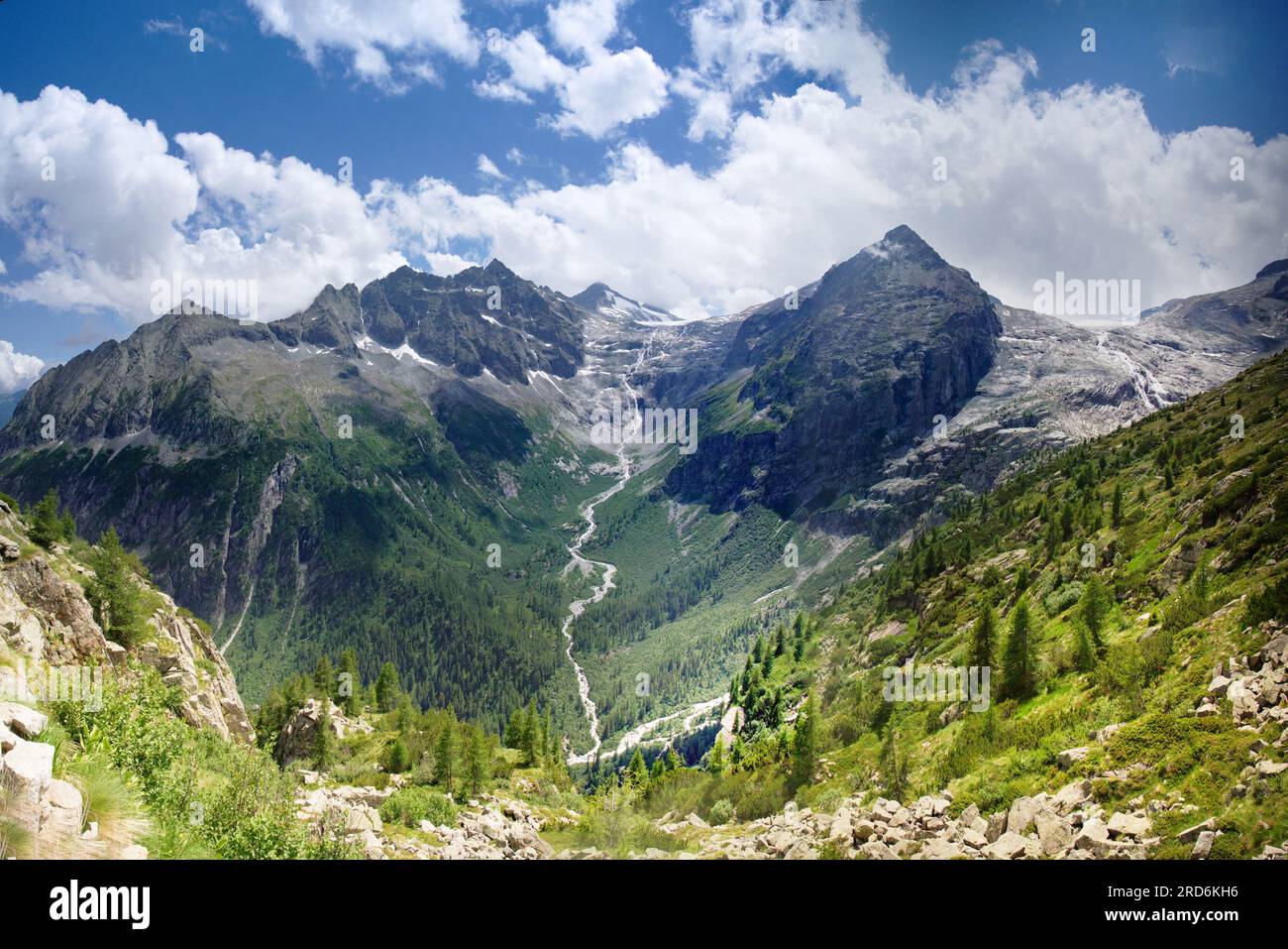 extended overview of the Adamello mountain area in Trentino Alto Adige ...