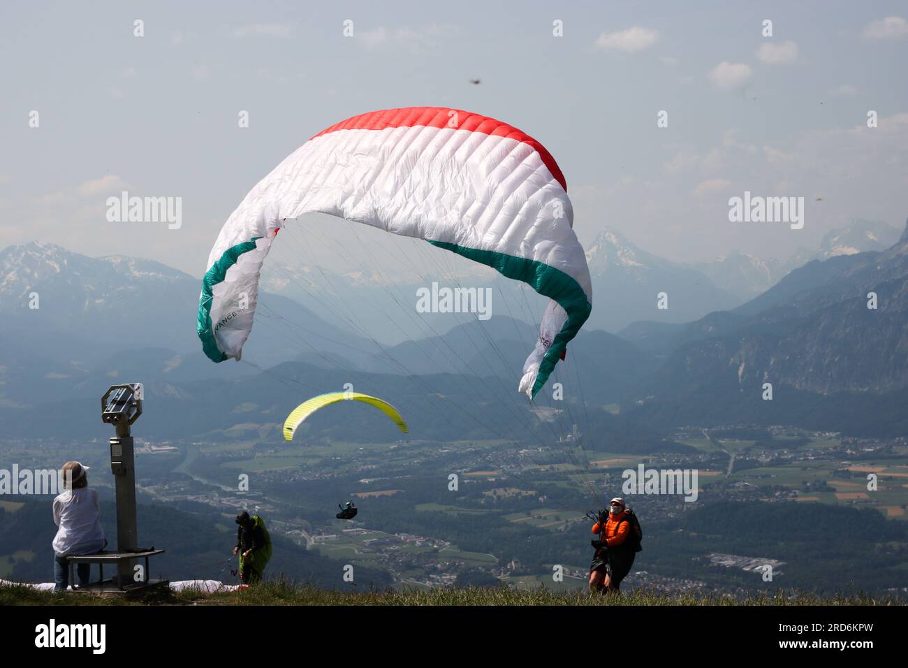 paragliding in salzbourg, austria alps Stock Photo - Alamy