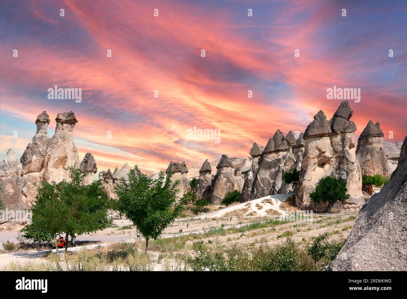 Beautiful landscape Cappadocia stone and old cave house with horse tour ...