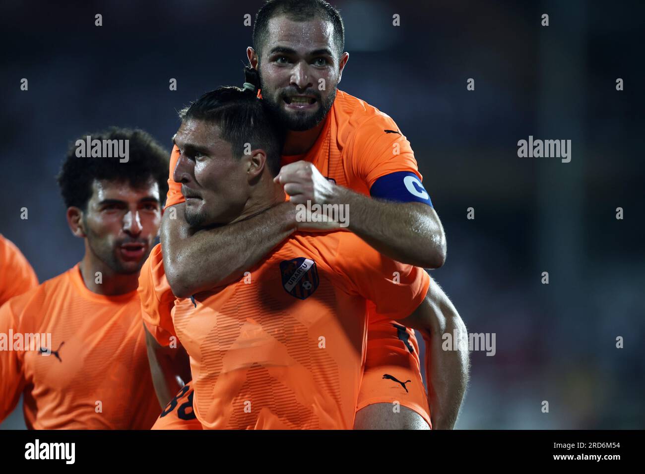 Players of FC Urartu celebrate during the return match of the first ...